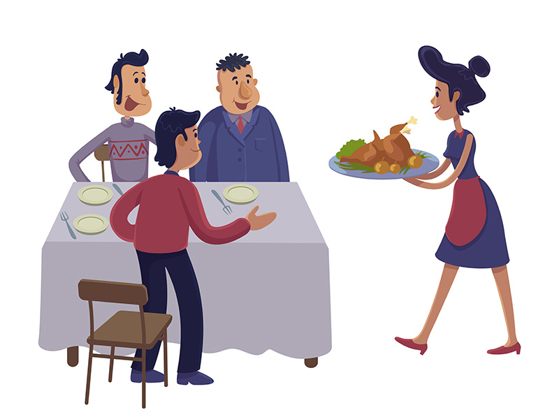 Men gathering together at table flat cartoon vector ~ EpicPxls