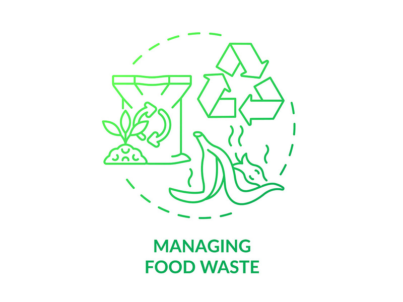 Managing food waste green gradient concept icon by bsd ~ EpicPxls