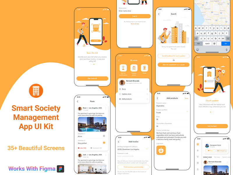 Smart Society Management iOS App UI Kit by Design By Dron ~ EpicPxls