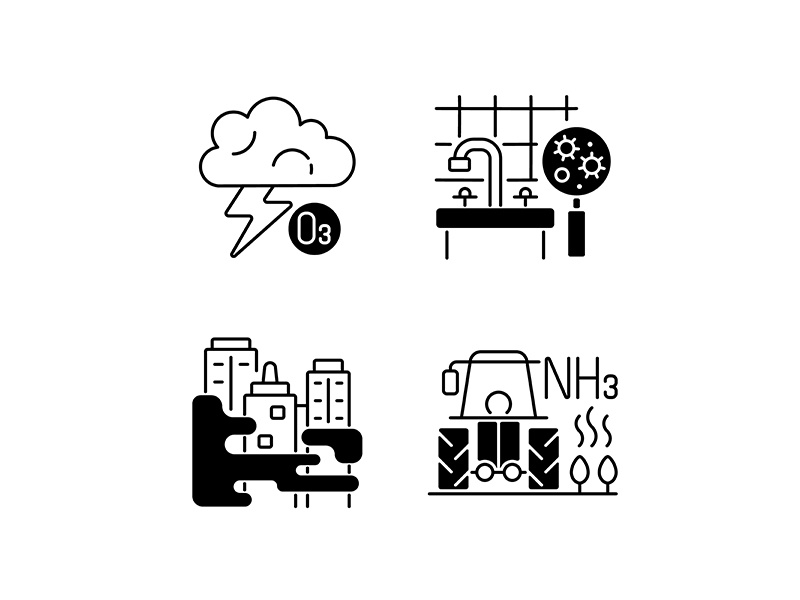 Air pollution black linear icons set by bsd studio ~ EpicPxls