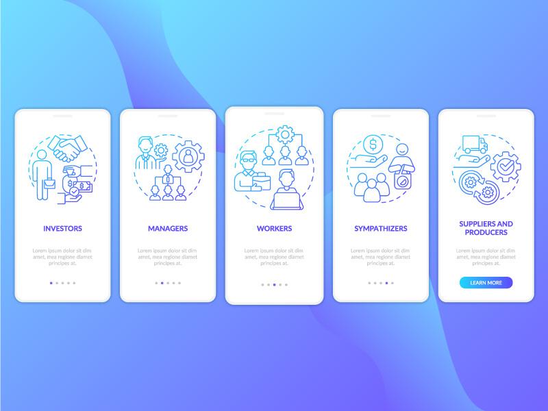 Members categories blue gradient onboarding mobile app ~ EpicPxls