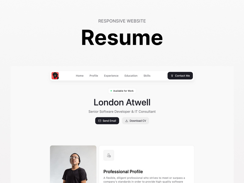 London Atwell Resume - Template Figma Nextjs by Uitracers ~ EpicPxls