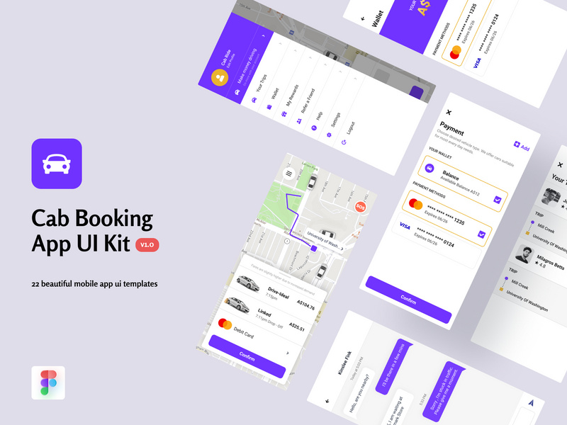 Car Booking Mobile App UI kit by Designer Techcronus ~ EpicPxls