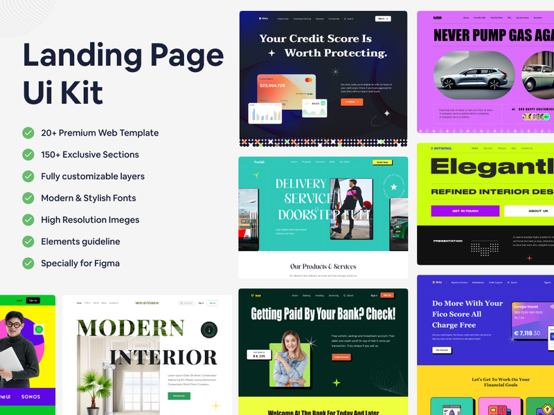 Landing Page UI Kit Design by Ahmedjalal Ux Ui ~ EpicPxls