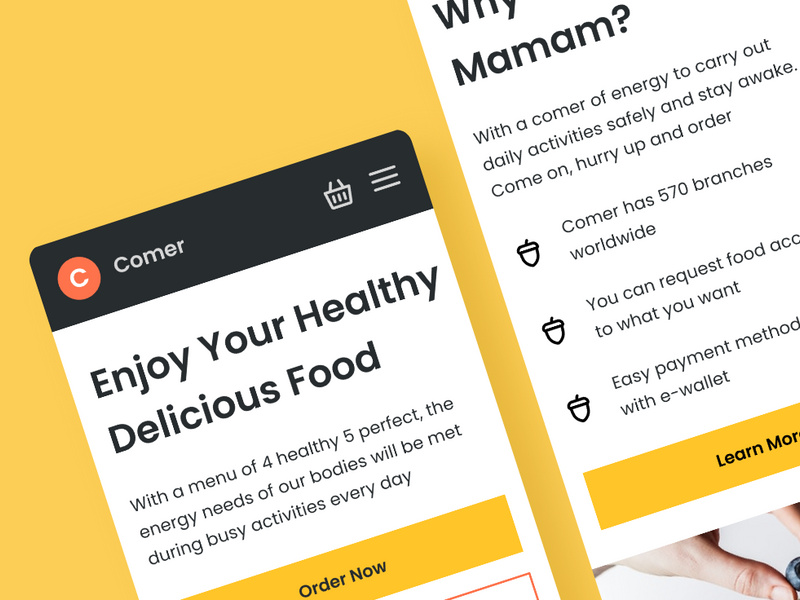 Comer - Food Delivery Mobile Responsive UI Kit by Panen ~ EpicPxls