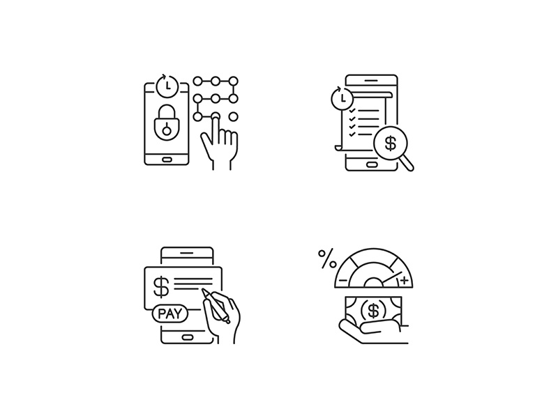 E banking service linear icons set by bsd studio ~ EpicPxls