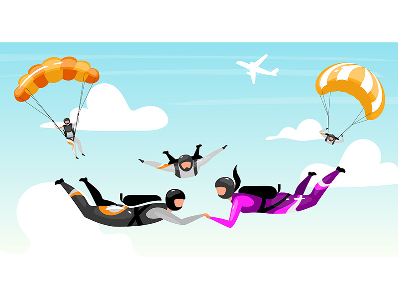 Skydiving flat vector illustration by The Img ~ EpicPxls