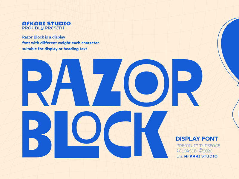 Razor Block – Unique Display Font by Afkari Studio ~ EpicPxls