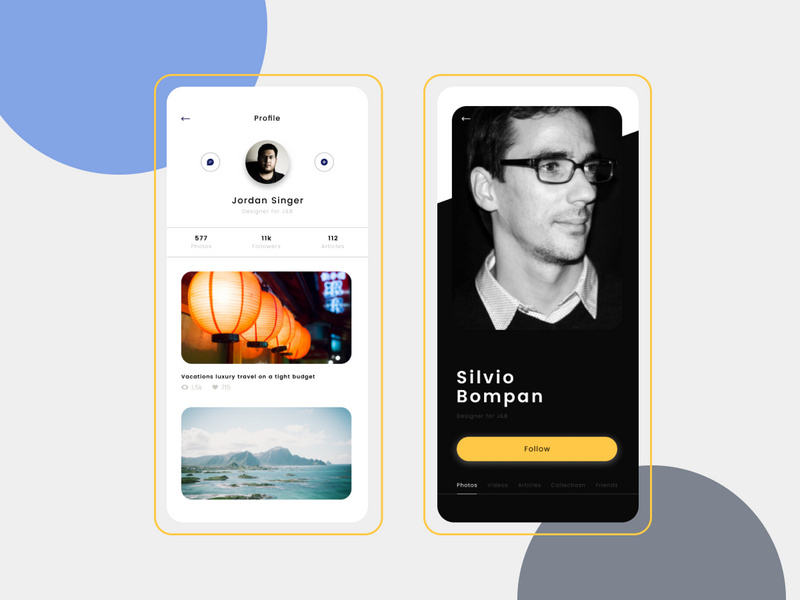 User profile options for mobile app by TuyenHT ~ EpicPxls