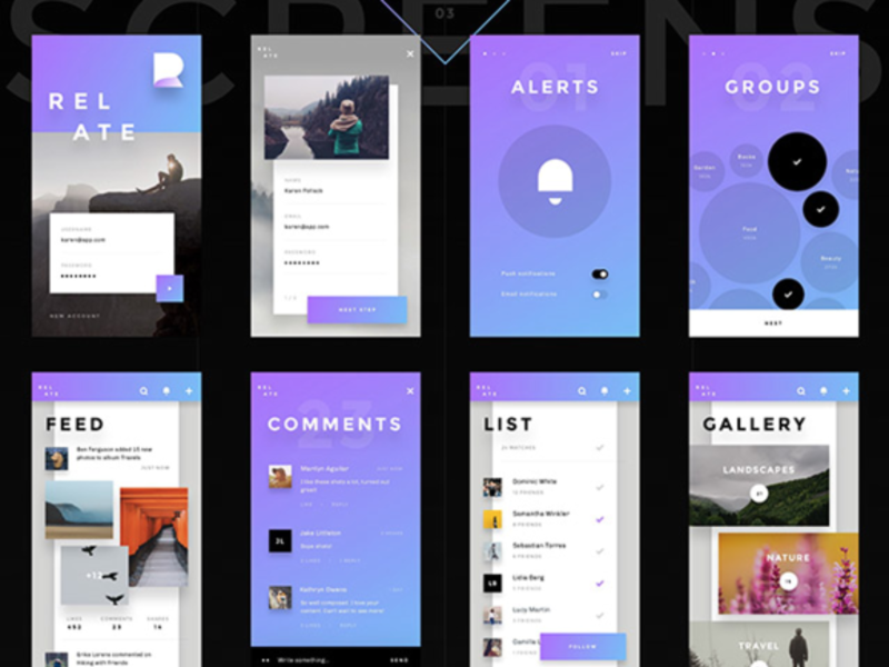 Relate UI kit: Sketch and Photoshop by Invision ~ EpicPxls