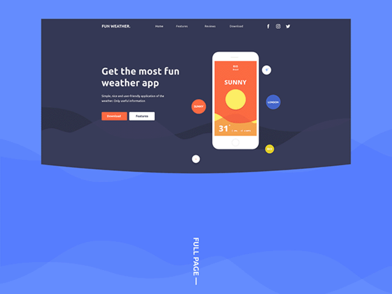 Fun Weather: PSD landing page template by Elina Chanieva ~ EpicPxls