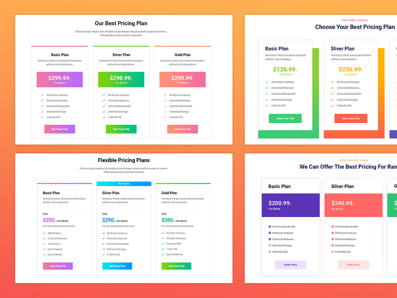 14+ Colorful Pricing Plan UI Elements by Deisgn_Love ~ EpicPxls