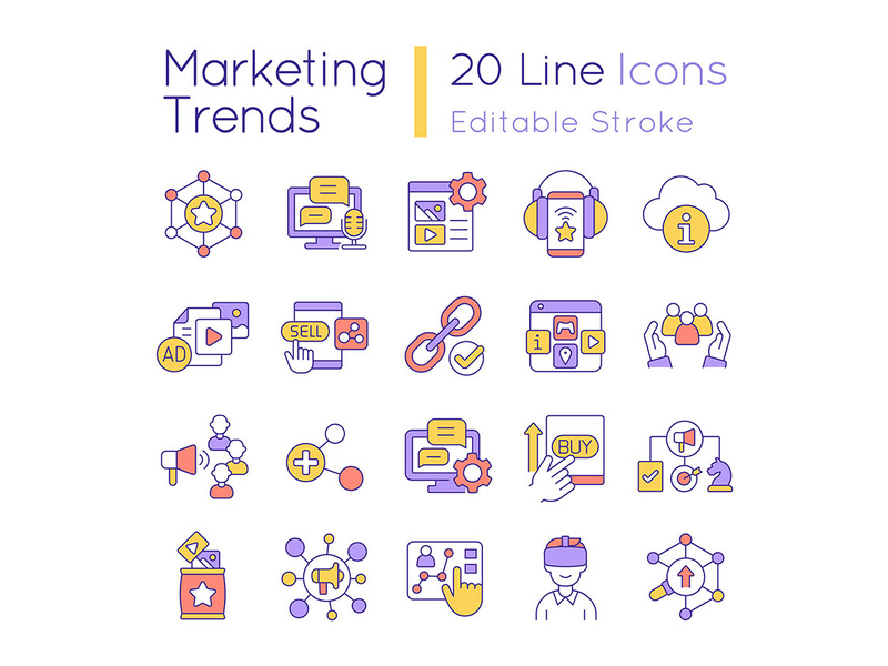 Marketing trends RGB color icons set by bsd studio ~ EpicPxls