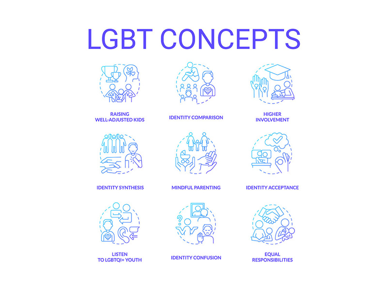 LGBT blue gradient concept icons set by bsd studio ~ EpicPxls