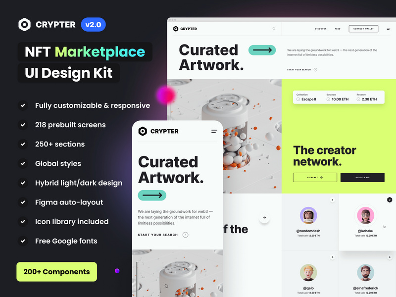 Crypter v.2 - NFT Marketplace UI Kit by Unix Designstudio ~ EpicPxls