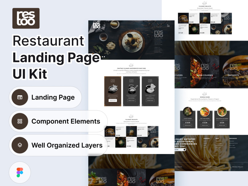 Restoo | Restaurant Landing Page UI Kit by Hiddemaru ~ EpicPxls