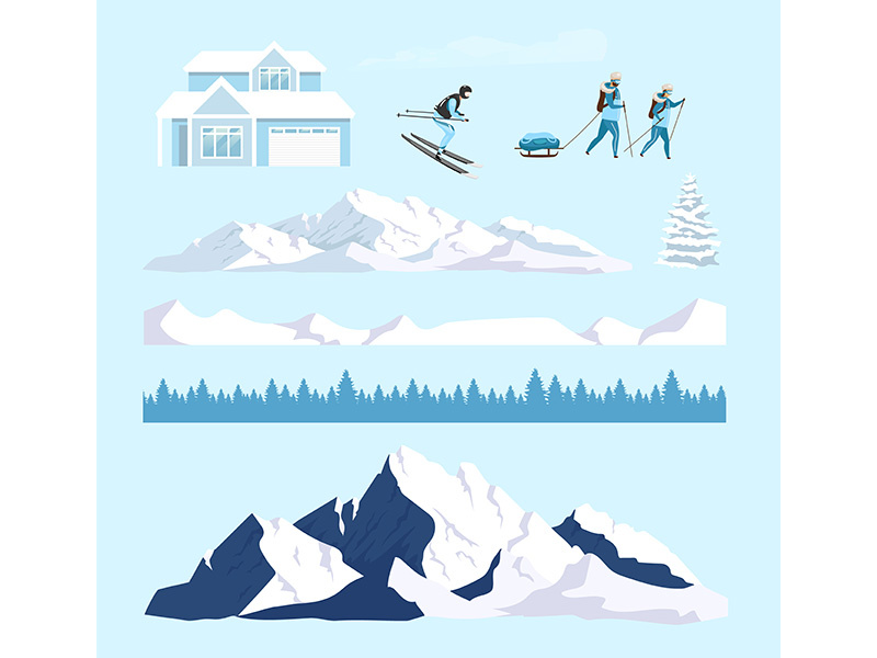 Winter nature cartoon vector objects set by The Img ~ EpicPxls