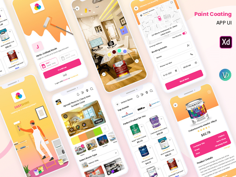 Paint and Coating Solution Service Booking Mobile App UI ~ EpicPxls