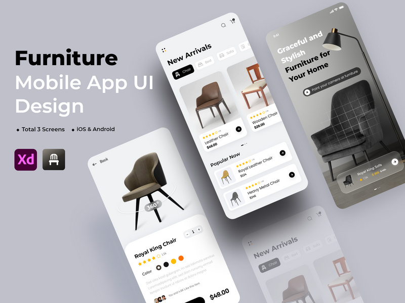 Furniture Mobile App UI Design by Iammohin ~ EpicPxls Furniture Mobile App UI Design by Iammohin ~ EpicPxls