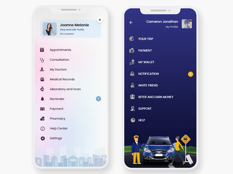Mobile App Sidebar Navigation Menu UI Pack - Icons page ~ EpicPxls Mobile App Sidebar Navigation Menu UI Pack - Icons page ~ EpicPxls