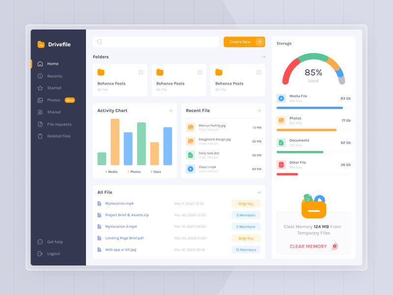 File Sharing Dashboard UI Kit by 6ahmed18 ~ EpicPxls