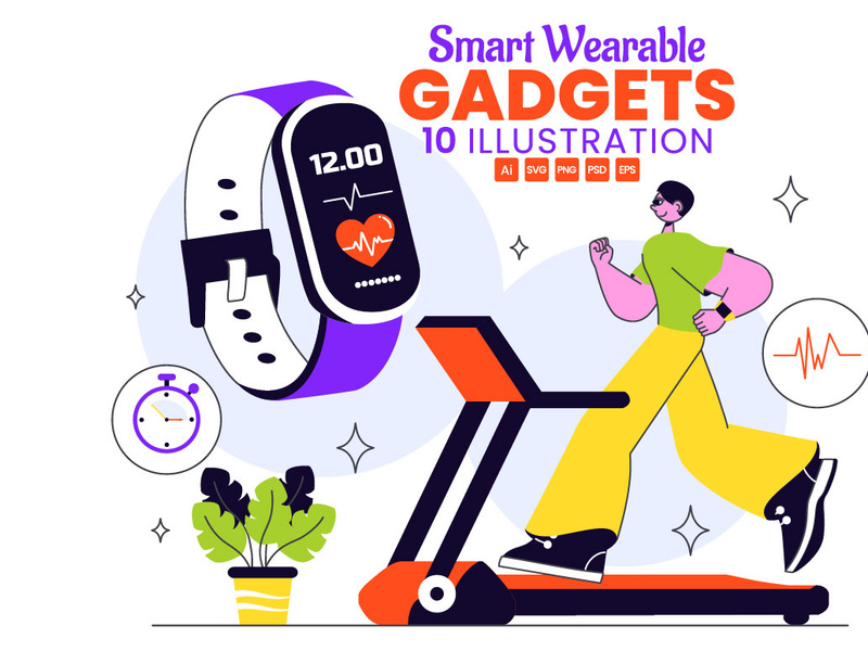 10 Smart Wearable Gadgets Illustration by denayuneep ~ EpicPxls