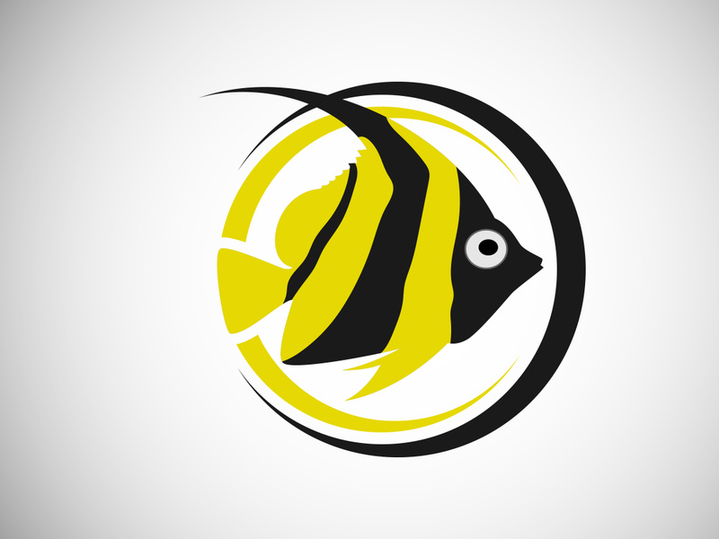 Angelfish in a circle. Fish logo design template. Seafood ~ EpicPxls