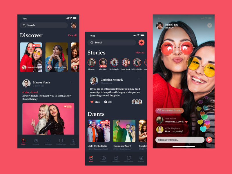 Live stream mobile app ui design by Designer Techcronus ~ EpicPxls