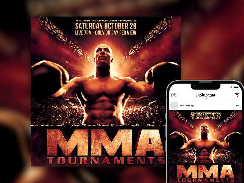 Free Bold Rusty MMA / UFC Fight Night Instagram Post ~ EpicPxls