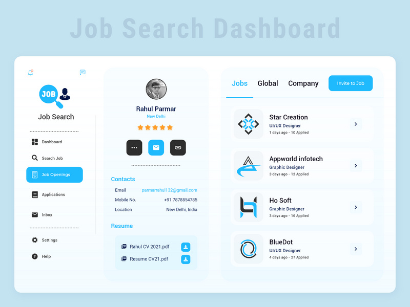 Job Search Dashboard Design by uiuxgt ~ EpicPxls