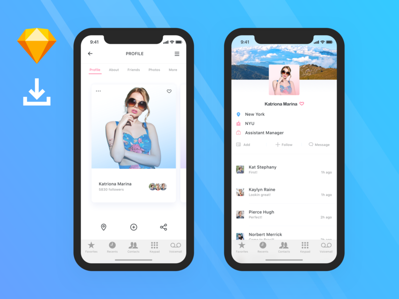 Five Profile Page UIs for iPhone X by EpicCoders ~ EpicPxls