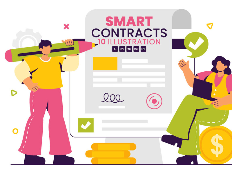 10 Digital Smart Contract Illustration by denayuneep ~ EpicPxls