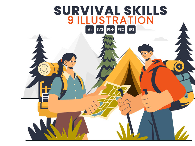 9 Survival Skills Camping Illustration by denayuneep ~ EpicPxls