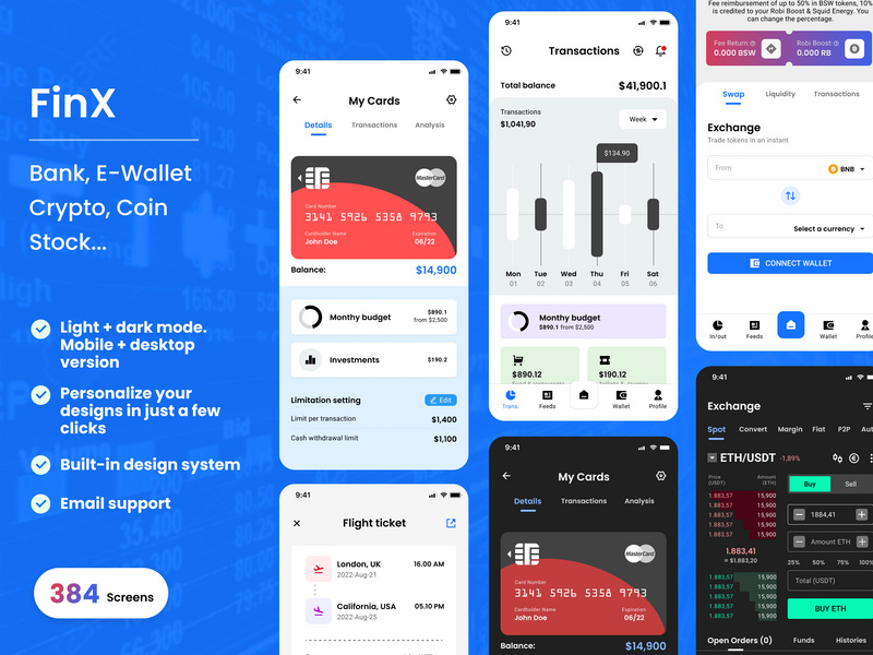 FinX - Mobile Banking, Crypto and Stock.. IU Kits by Henry ~ EpicPxls