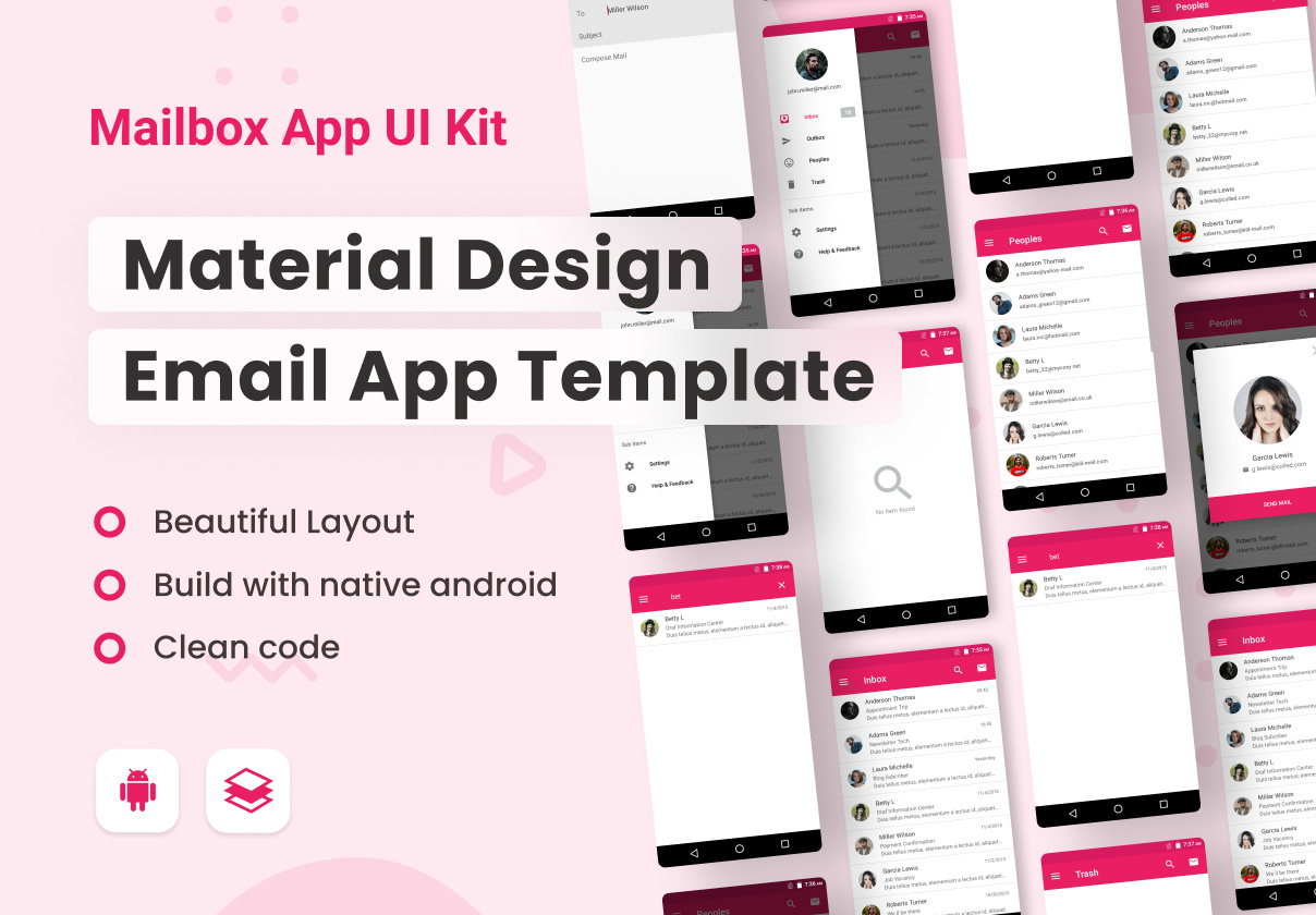 邮箱应用 - Android UI模板(Mailbox App - Android UI Template) - ui老爸_优质的ui模板和素材下载站