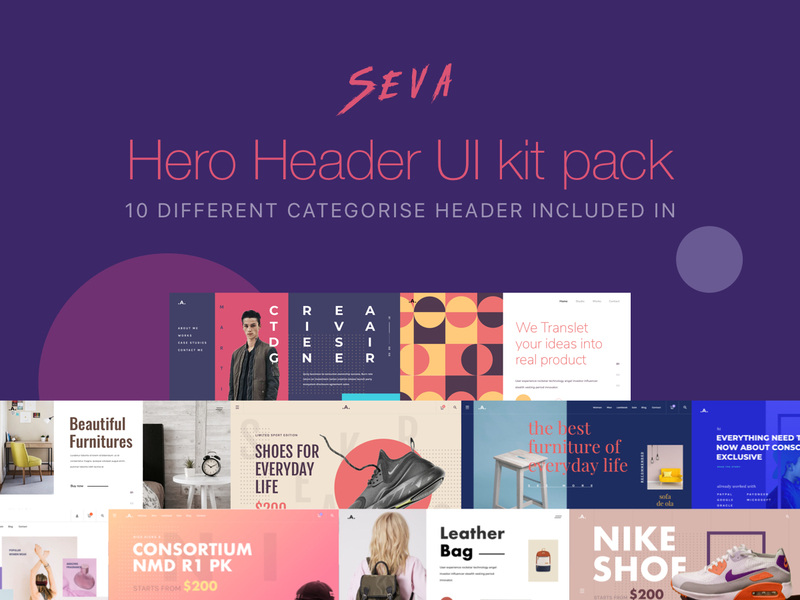 Seva header ui kit pack-1 by Shouravdesign ~ EpicPxls