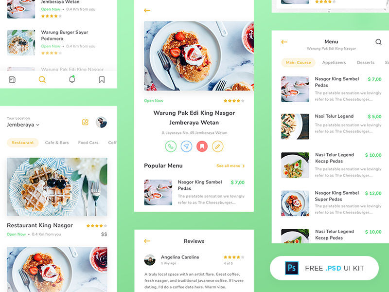 Restaurant App Design UI Kit by Ahmad Nur Fawaid ~ EpicPxls