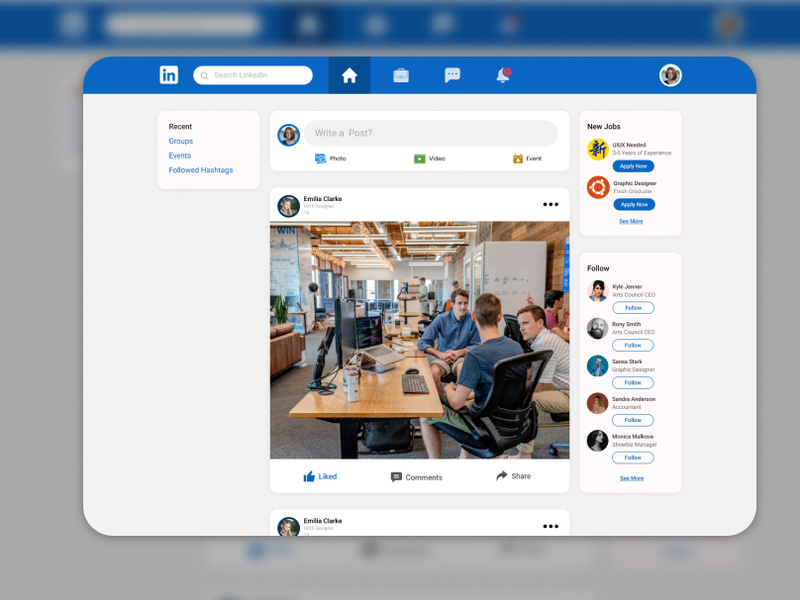 LinkedIn Redesign Homepage by Sohailfreelancer61 ~ EpicPxls