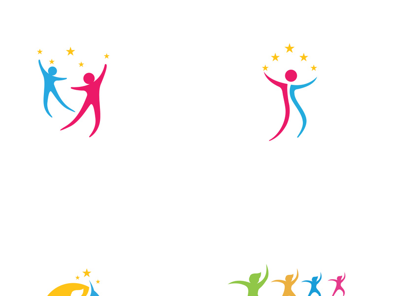 Fun and happy people logo sign illustration vector design ~ EpicPxls