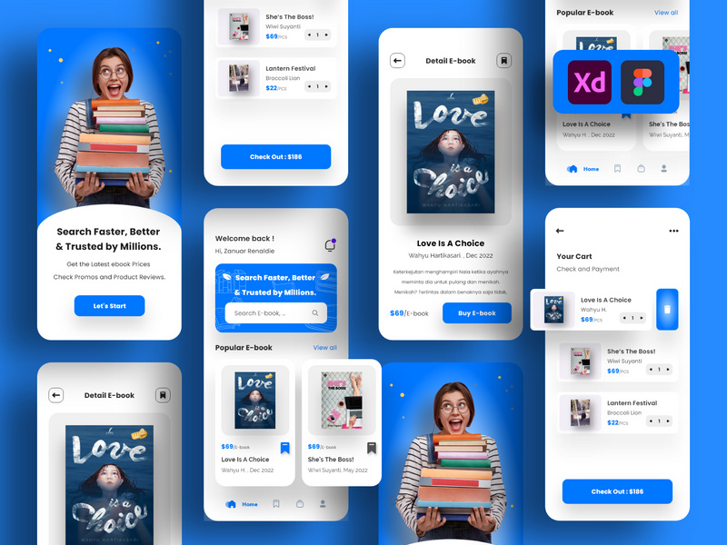 E Book App Ui Kit Template By Infinity Labs ~ Epicpxls