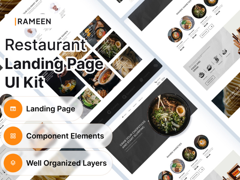 Rameen | Restaurant Landing Page UI Kit by Hiddemaru ~ EpicPxls