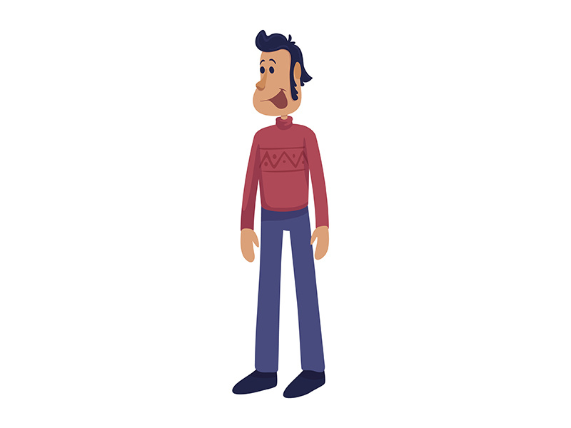 Cheerful and handsome adult man flat cartoon vector ~ EpicPxls