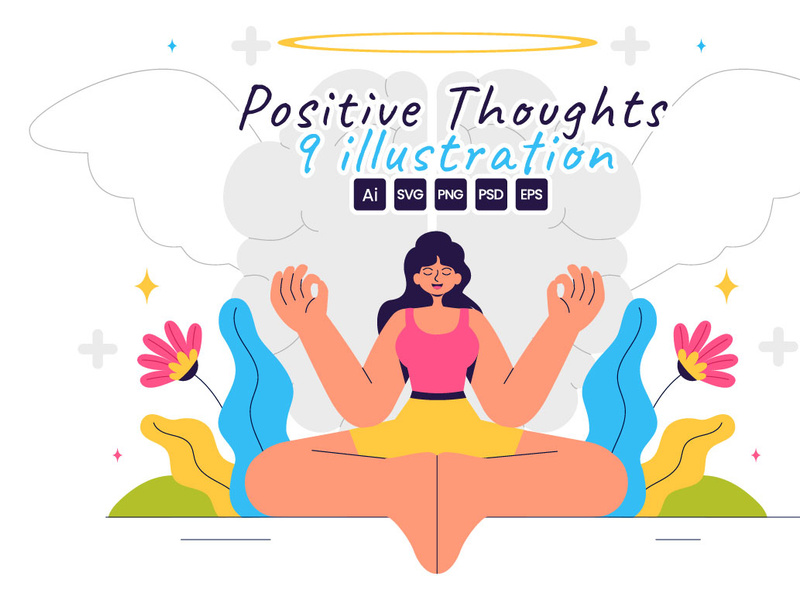 9 Positive Thoughts Illustration by denayuneep ~ EpicPxls