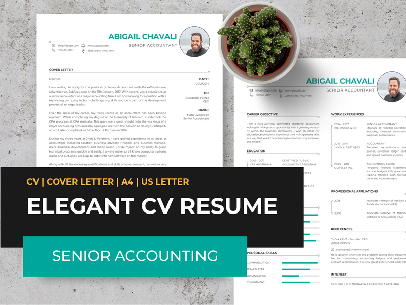 Elegant CV Resume Template - Senior Accounting by Panen ~ EpicPxls