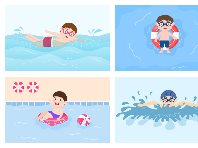 Kids Swimming Animated
