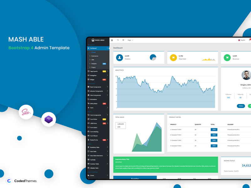 Mash Able bootstrap Free admin templates by Codedthemes ~ EpicPxls
