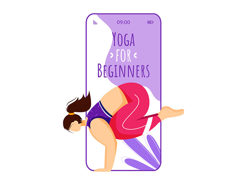 Yoga for beginners smartphone interface vector template by ~ EpicPxls