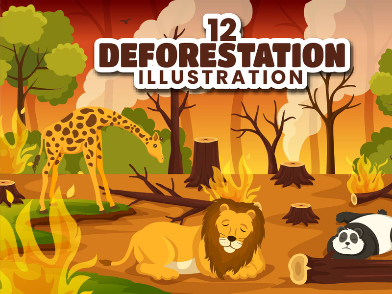 12 Deforestation Vector Illustration by denayuneep ~ EpicPxls