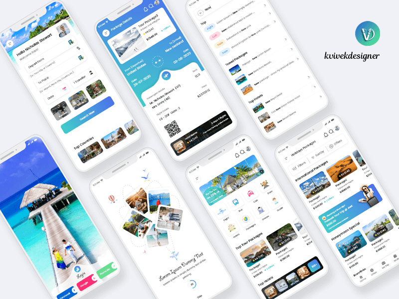 Travel Booking Mobile App UI Kit by Kvivekdesigner ~ EpicPxls