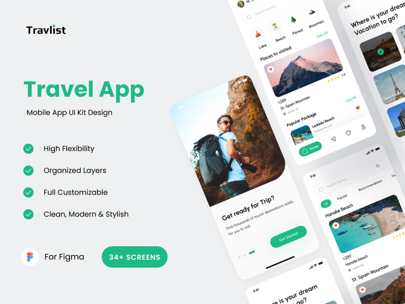 Travel App UI Kit Design by Zee UI ~ EpicPxls